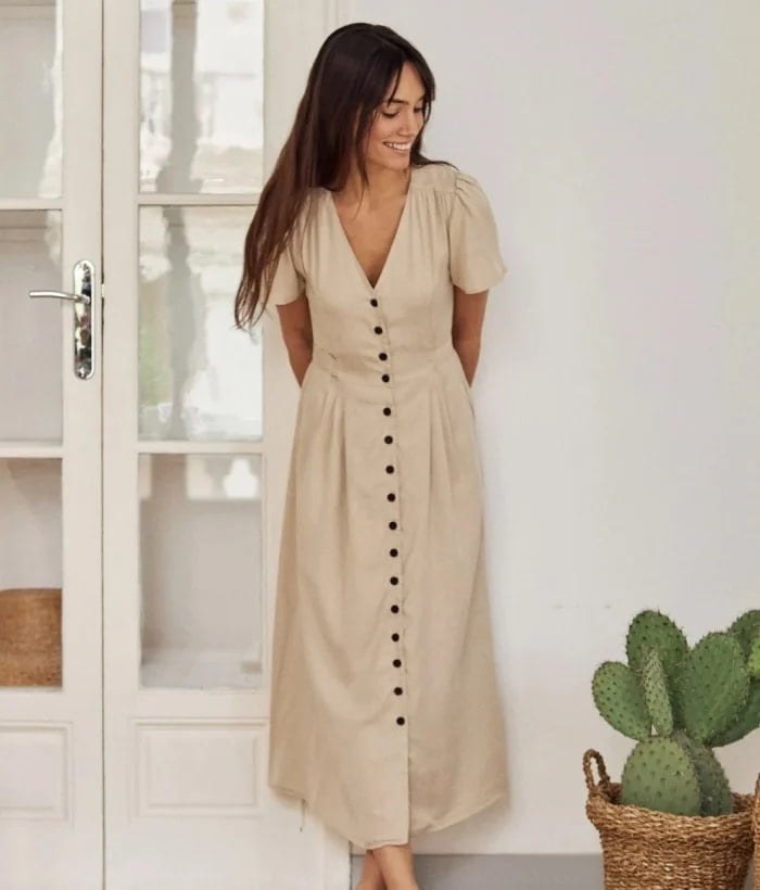 Long Sleeve Waist Tie Ruffle Mini Swing Dresses - FORMÓRE